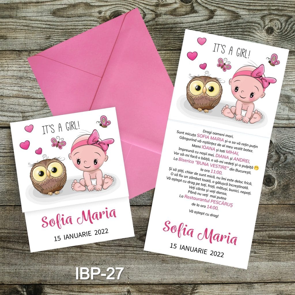 Invitatii botez - Marturii Botez baietei si fetite