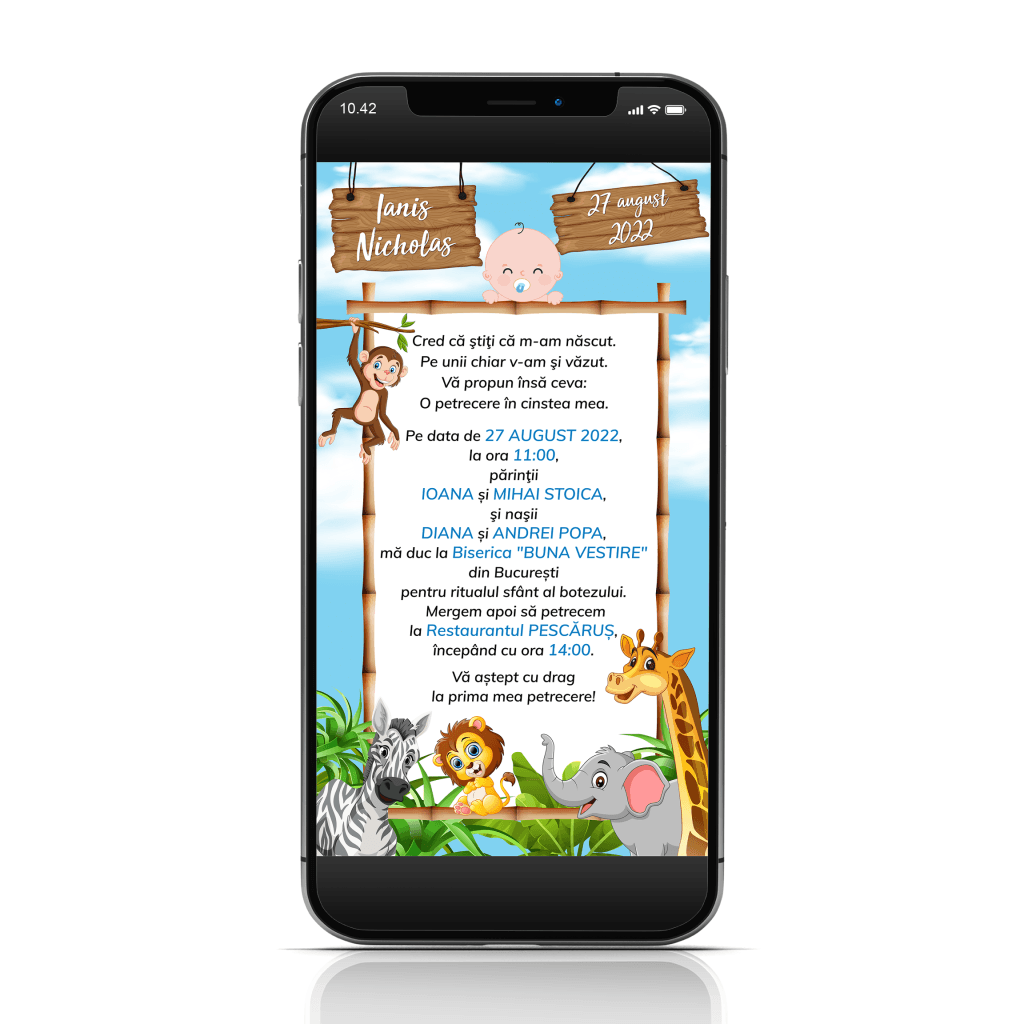 Invitatie digitala botez cu poza - baieti - IDBF-02 - Produse BOTEZ si ...