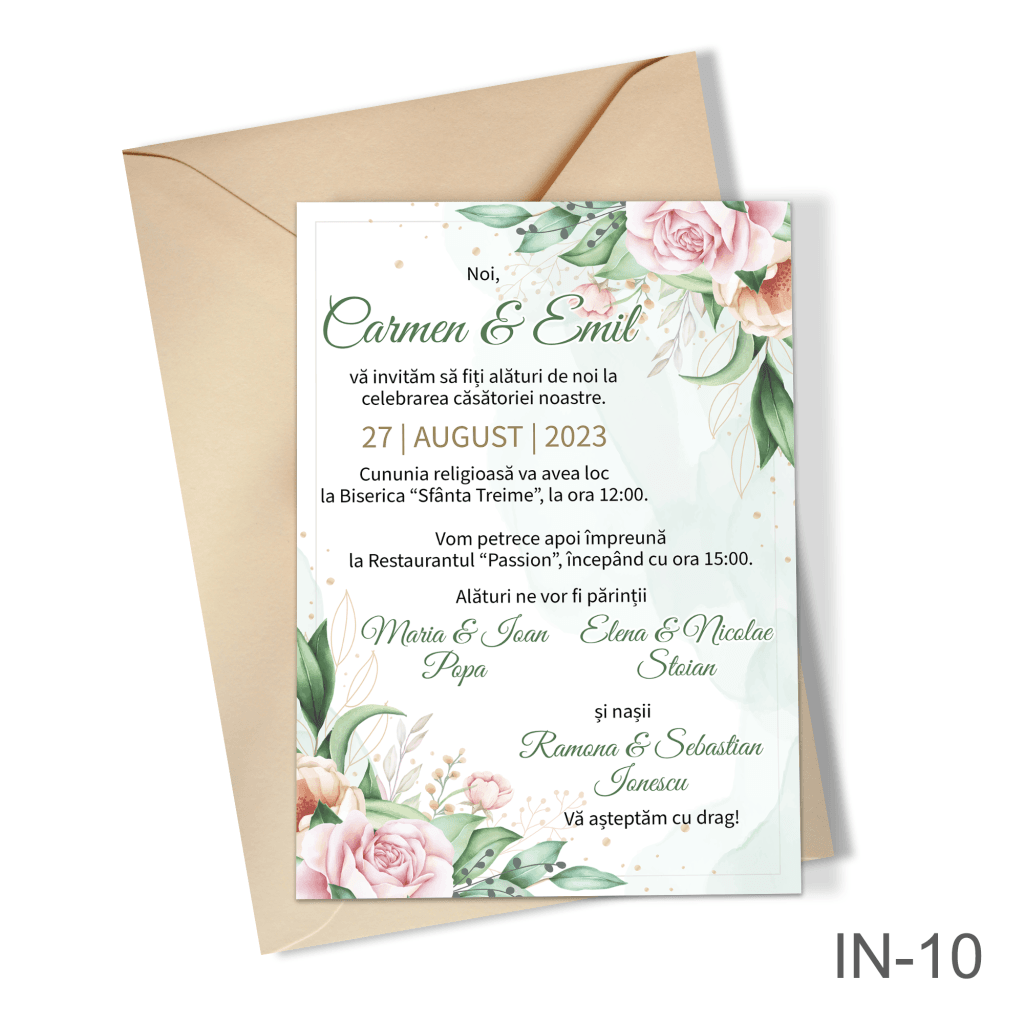 Invitatii nunta cu decoratiuni florale - IN-10 - Marturii Botez baietei ...