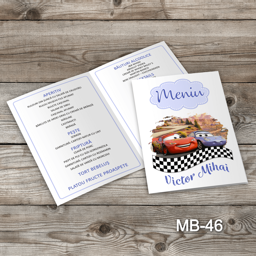 Meniu Botez - Fulger McQueen - Cars - MB-47 - Marturii Botez baietei si ...