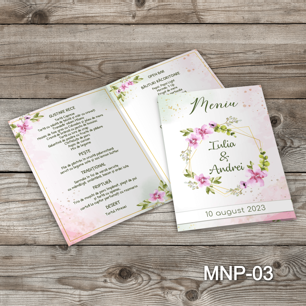 Meniu nunta - Foto Premium - MNP-01 - Produse BOTEZ si NUNTA