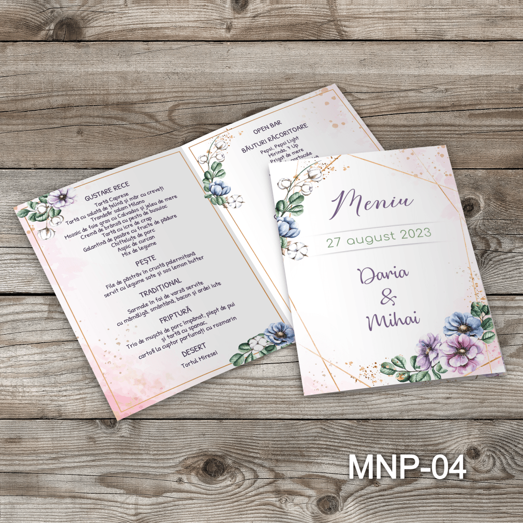 Meniu nunta - Foto Premium - MNP-09 - Produse BOTEZ si NUNTA