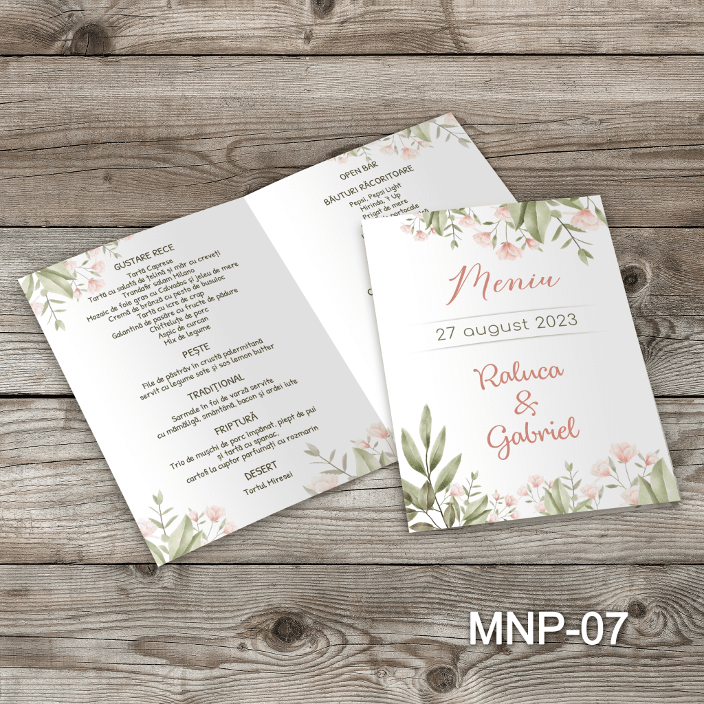 Meniu nunta - Foto Premium - MNP-02 - Produse BOTEZ si NUNTA
