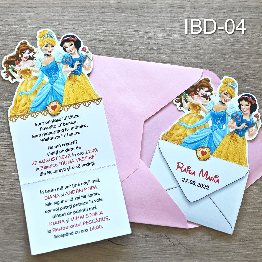 Invitatii botez fete - Decupate - Printese Disney - IBD-04 - Marturii ...