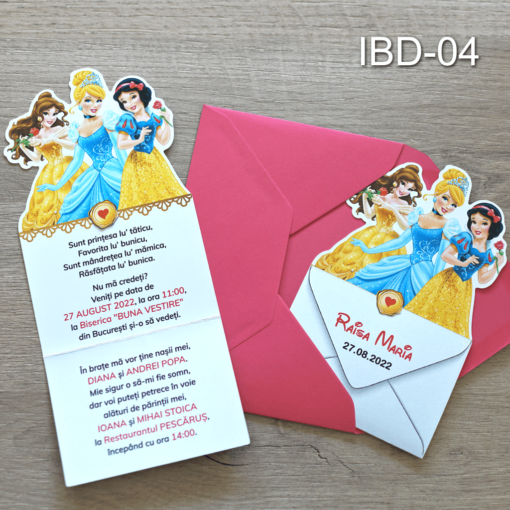 Invitatii botez fete - Decupate - Printese Disney - IBD-04 - Marturii ...