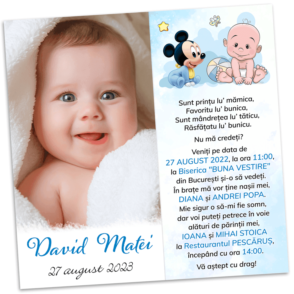 Invitatie digitala botez cu poza - baieti - IDBF-01 - Marturii Botez ...