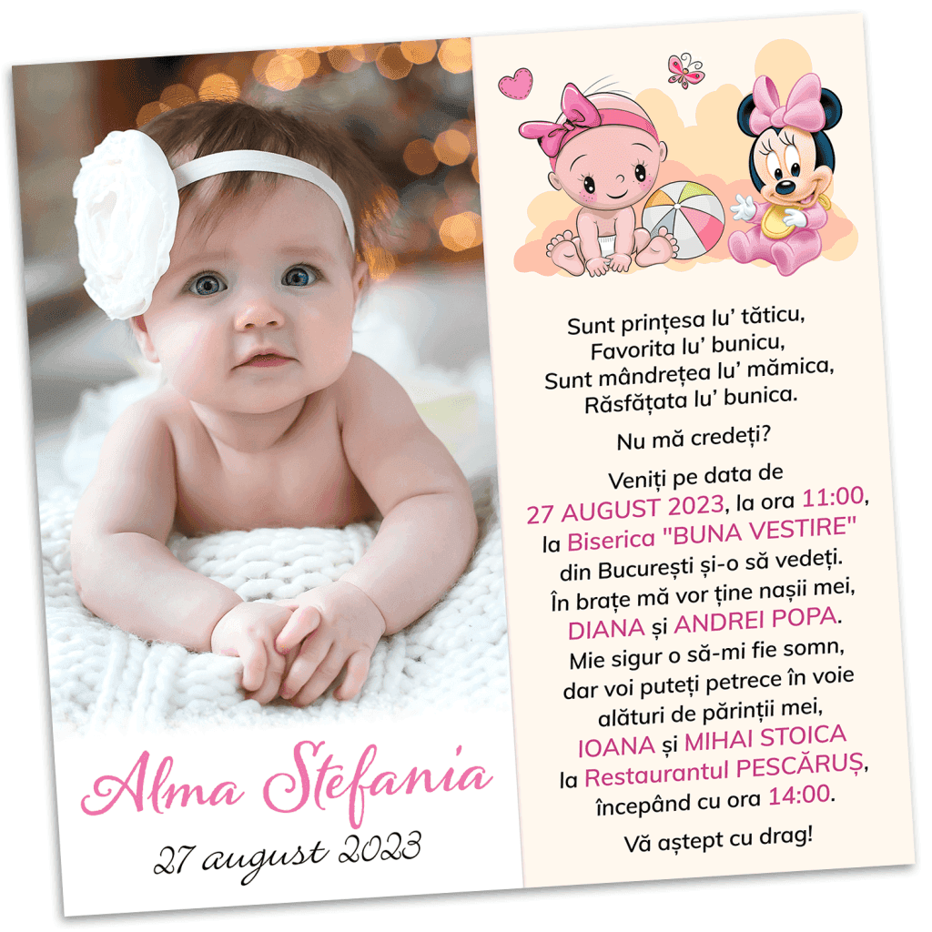 Invitatii digitale botez fete cu poza - Produse BOTEZ si NUNTA